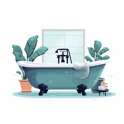 Minimalist style bath illustration on white background – IMAGELLA