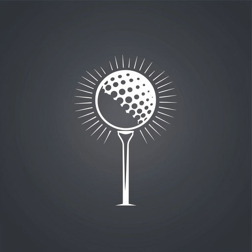Classic golf logo with a golf ball and tee icon on dark grey background ...