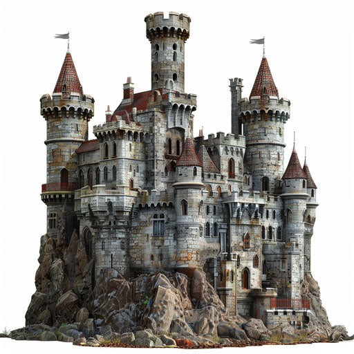 Realistic castle on white background with rich textures – IMAGELLA