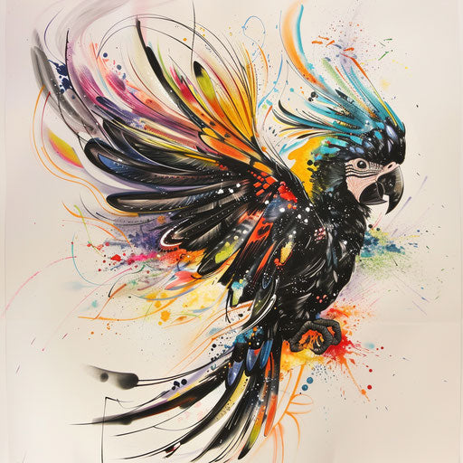 Surreal tattoo sketch of a yellow-tailed black cockatoo morphing into ...