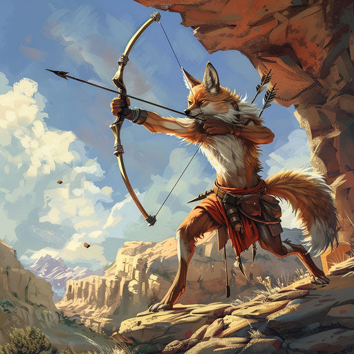 A coyote archer defending its land in an epic fantasy scene – IMAGELLA
