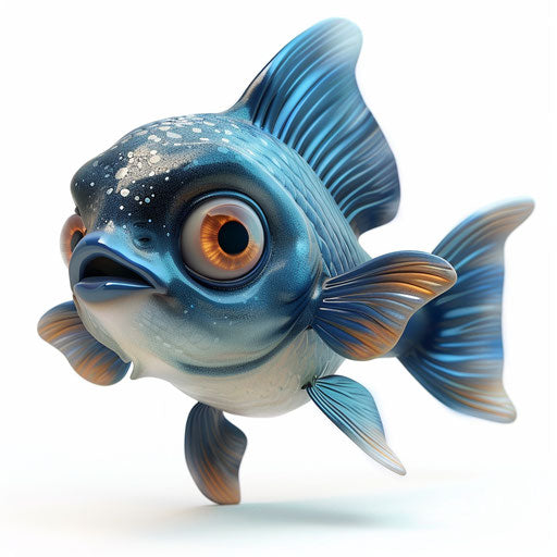 Realistic cartoon fish drawing on flat white background – IMAGELLA