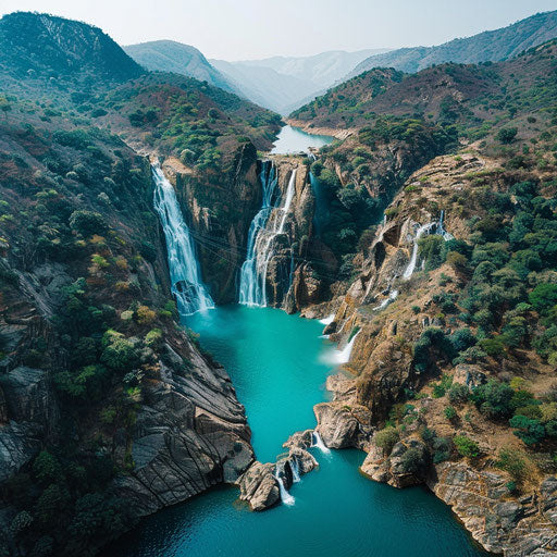 Dudh Sagar Waterfalls with turquoise pools and rugged landscape – IMAGELLA