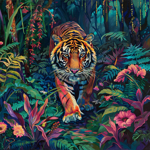 Sunda tiger walking in dense tropical forest – IMAGELLA