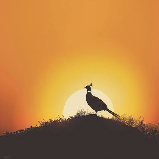 Silhouetted pheasant against golden sunset – IMAGELLA