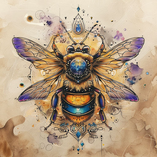 Fantasy-inspired tattoo sketch of a queen bee with magical elements and ...