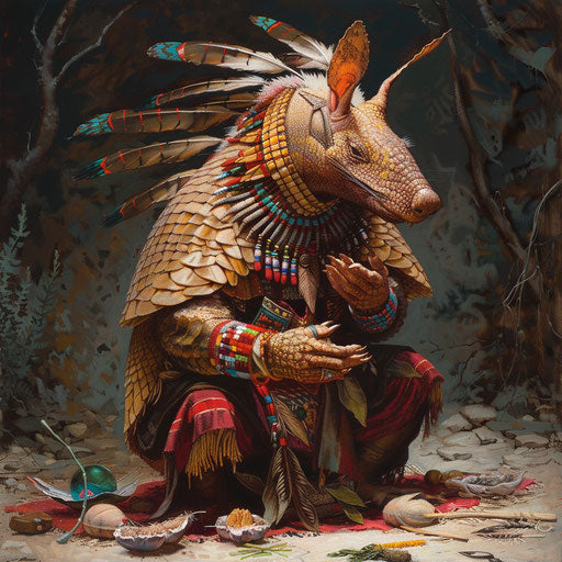 An armadillo participating in a traditional Native American ceremony ...