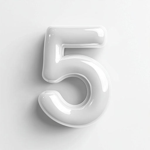 Chiffre 5 en 3D style photo réaliste sur fond blanc plat – IMAGELLA