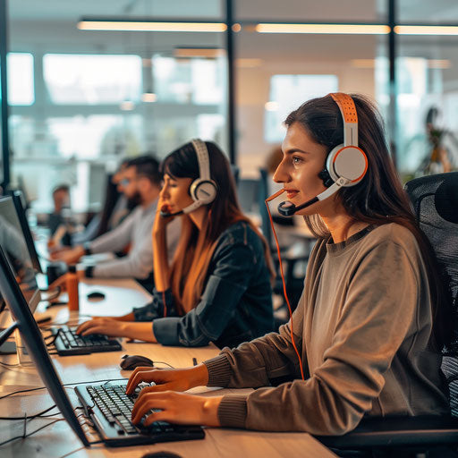 Busy sales team in a modern office, energetic atmosphere – IMAGELLA