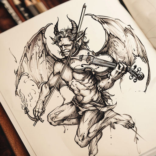 Vivid sketch of Lucifer playing violin – IMAGELLA