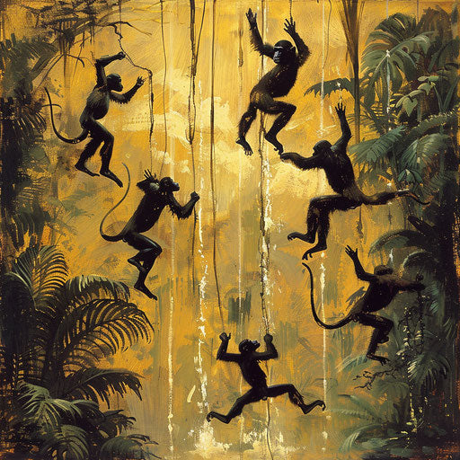 Acrobatic monkey troupe in the jungle – IMAGELLA