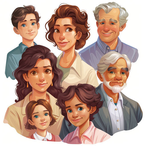 Realistic family illustration on white background with dynamic colors ...