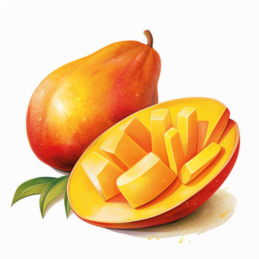 Clipart de mango al estilo de pintura al óleo, en fondo blanco – IMAGELLA