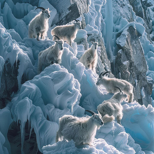 Mountain goats in a snowy and icy environment – IMAGELLA