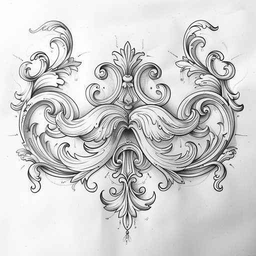 Baroque tattoo sketch of an ornate mustache – IMAGELLA