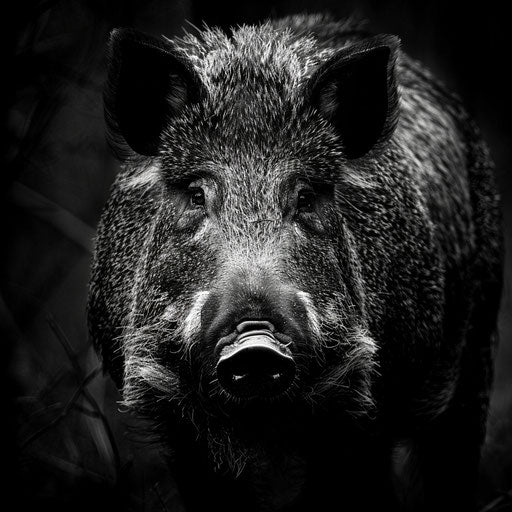 Wild boar in black and white, high contrast – IMAGELLA