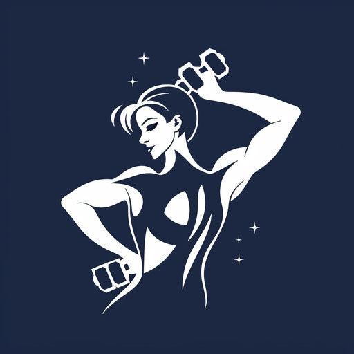 Elegant fitness logo with cursive fonts and navy blue background – IMAGELLA