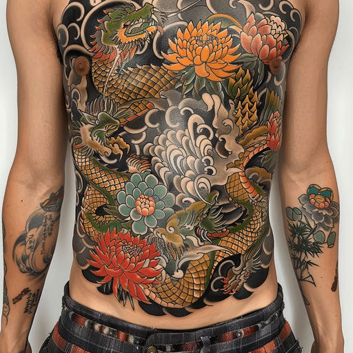 Bold and Vibrant Traditional Japanese Stomach Tattoos – IMAGELLA