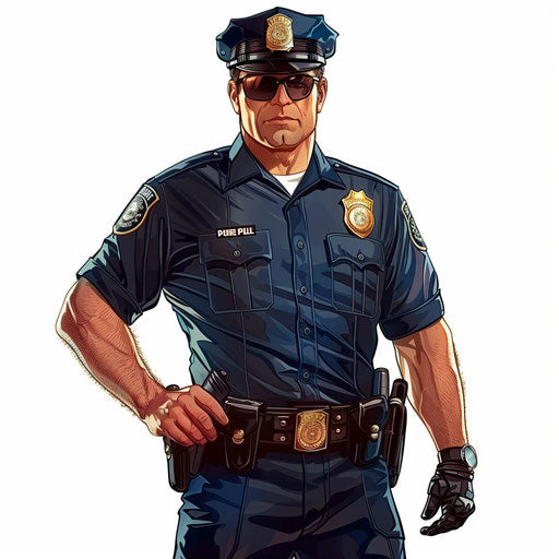 Realistic police officer illustration with flat white background – IMAGELLA