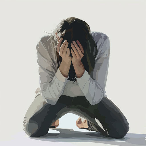 Realistic anxiety illustration on a flat white background – IMAGELLA