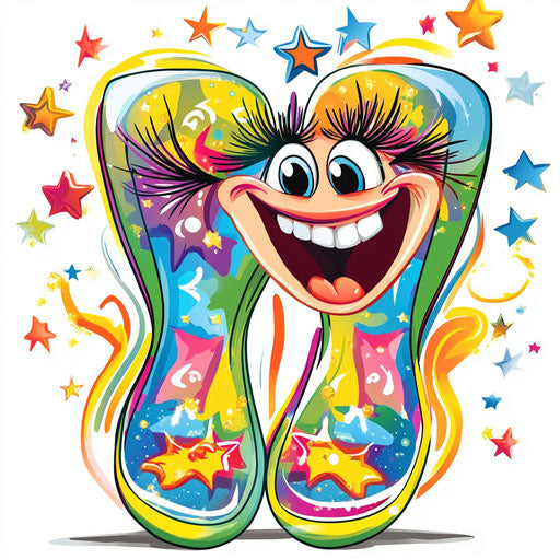 Humorous caricature of a flip flop with human characteristics – IMAGELLA