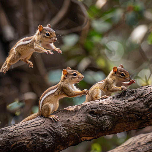 Chipmunks playing on a tree branch, dynamic action shot – IMAGELLA