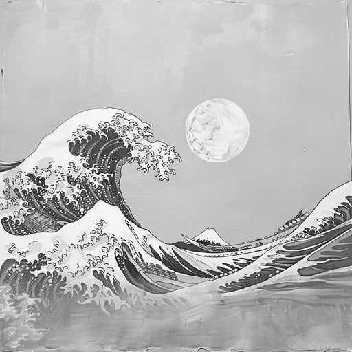 Ocean wave in traditional Japanese linework style – IMAGELLA
