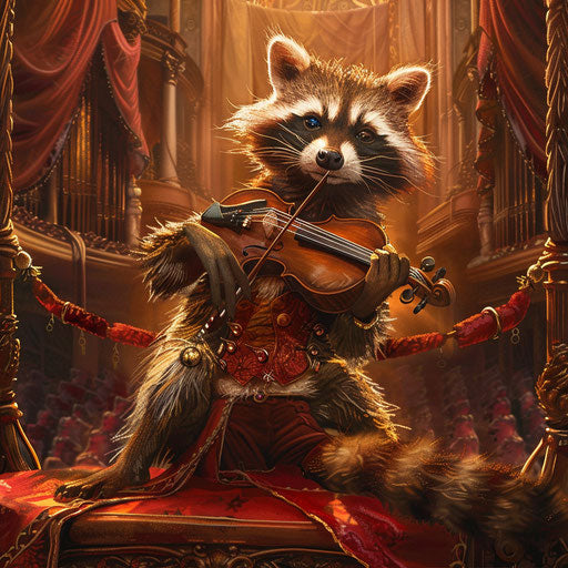 Raccoon musician performing at a grand concert hall – IMAGELLA