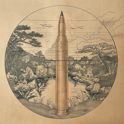 Peaceful flat tattoo sketch of a bullet embedded in a peaceful Zen ...