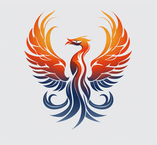 Orange phoenix resembling a swan with a blue flaming tail – IMAGELLA