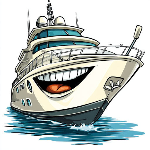 Humorous caricature of a yacht clipart with human characteristics ...