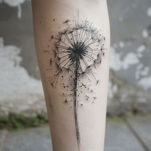 Gothic style dandelion tattoo on white background – IMAGELLA