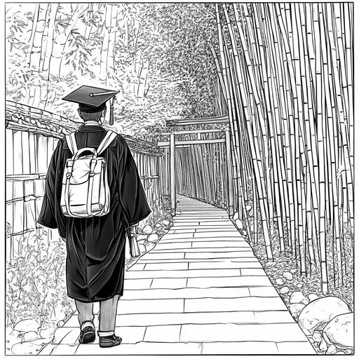 Bamboo grove graduation ceremony artwork inspired by Hideo Kojima ...