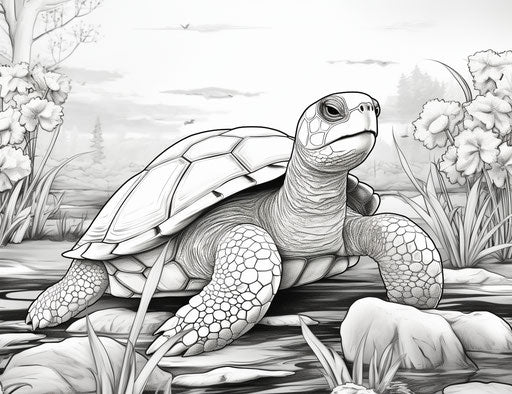 Cute and funny turtle coloring pages, in the style of mesmerizing ...