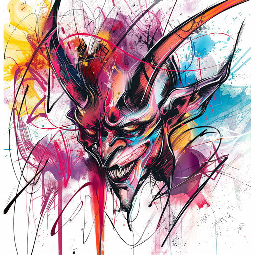 Tatuaje estilo diablo de graffiti sobre fondo blanco – IMAGELLA