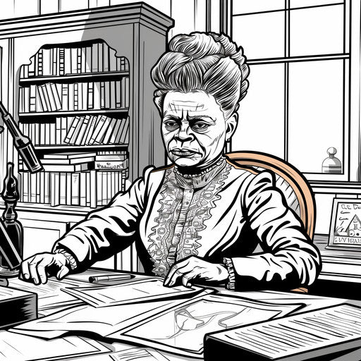 Satirical newsroom scene with Ida B. Wells in the style of Walt ...