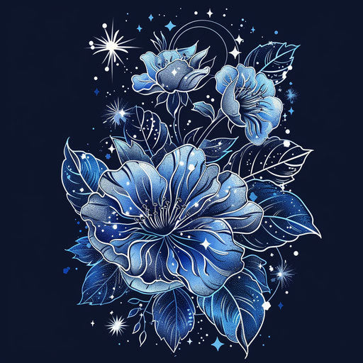 March birth flower with cosmic pattern in blue – IMAGELLA