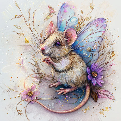 Enchanted tattoo sketch of a rat with fairy tale elements – IMAGELLA