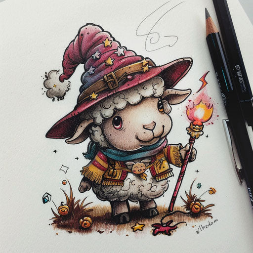 Sheep as whimsical wizard with magic wand – IMAGELLA