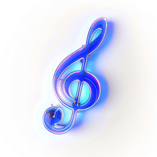 Electric blue G clef emitting neon glow – IMAGELLA