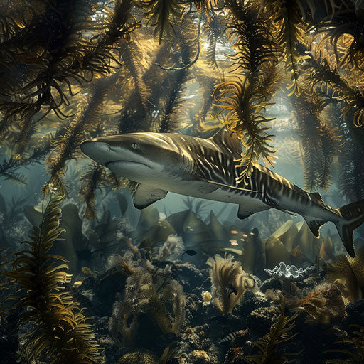 Lizard shark maneuvering in dense coral forest – IMAGELLA