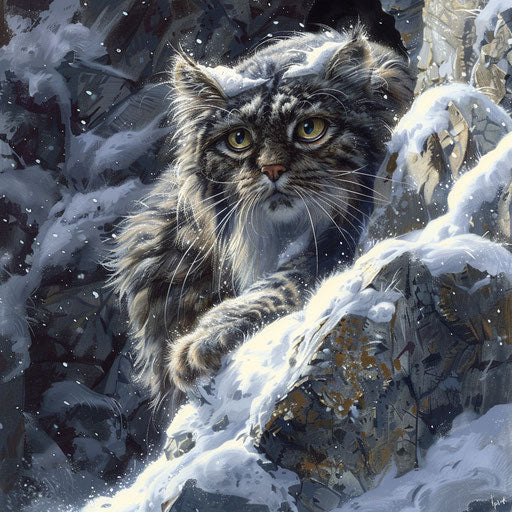 A Pallas's cat hidden among the snowy rocks – IMAGELLA