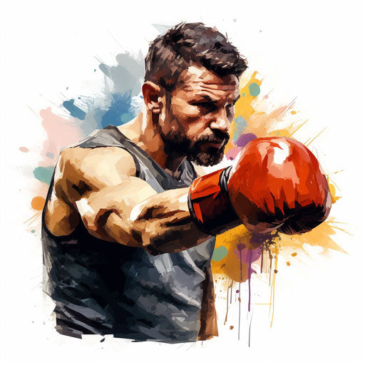 Boxing clipart in the style of Oil painting, on a white background ...