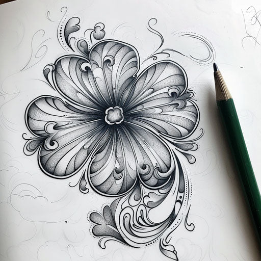 Serene clover with zen doodle patterns and calm tones – IMAGELLA