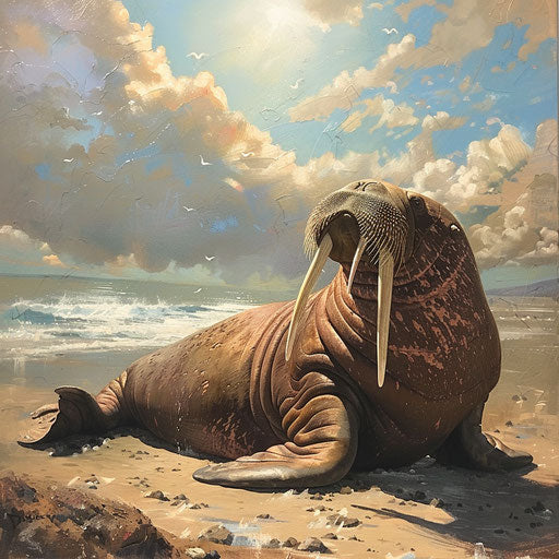 A walrus relaxing on a sunlit beach – IMAGELLA