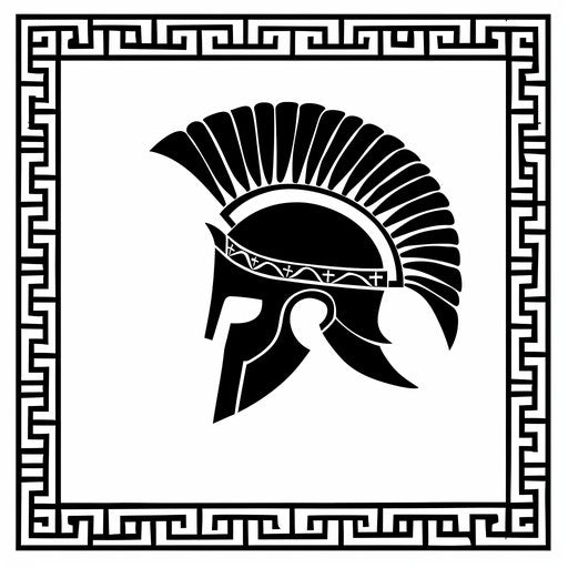 Traditional Greek border encircling a Spartan helmet – IMAGELLA