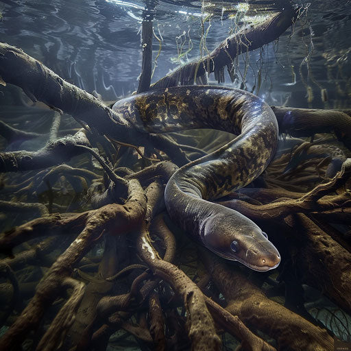 Electric eel among submerged tree roots – IMAGELLA