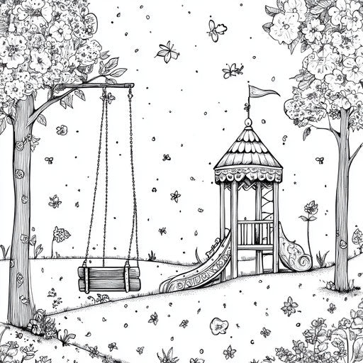 Elegant playground with floral patterns in the style of Teagan White ...