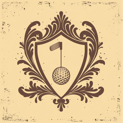 Vintage golf logo with ornate fonts on light brown background – IMAGELLA