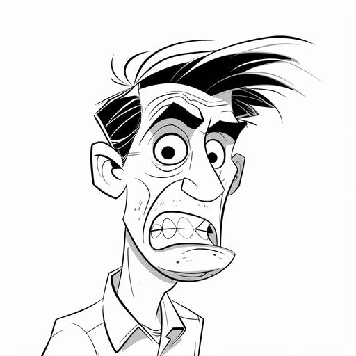 Coloring Book Page with Exaggerated Expressions in Butch Hartman Style ...